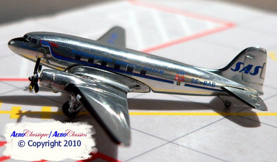 www.JetCollector.com: EUROCLASSICS SAS DC-3 SE-BAB 1:400 SCALE ACSAS0110